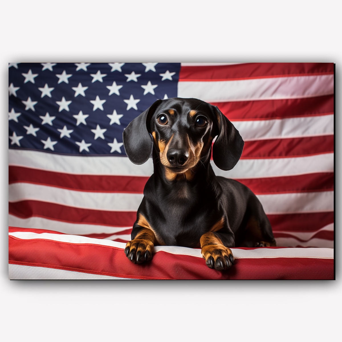 Dachshund Dog with American Flag Canvas Wall Art Dog Pictures for Wall ...
