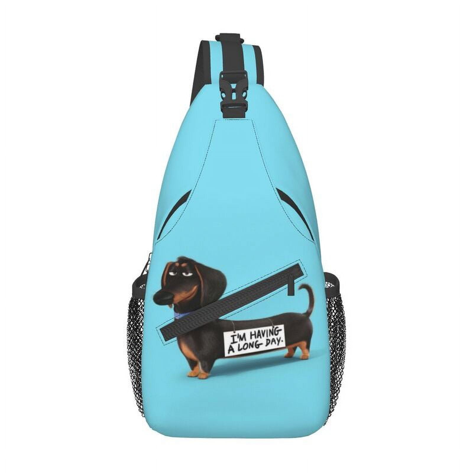 Dachshund Dog And Floral Pattern Sling Bag Men Badger Sausage Wiener ...