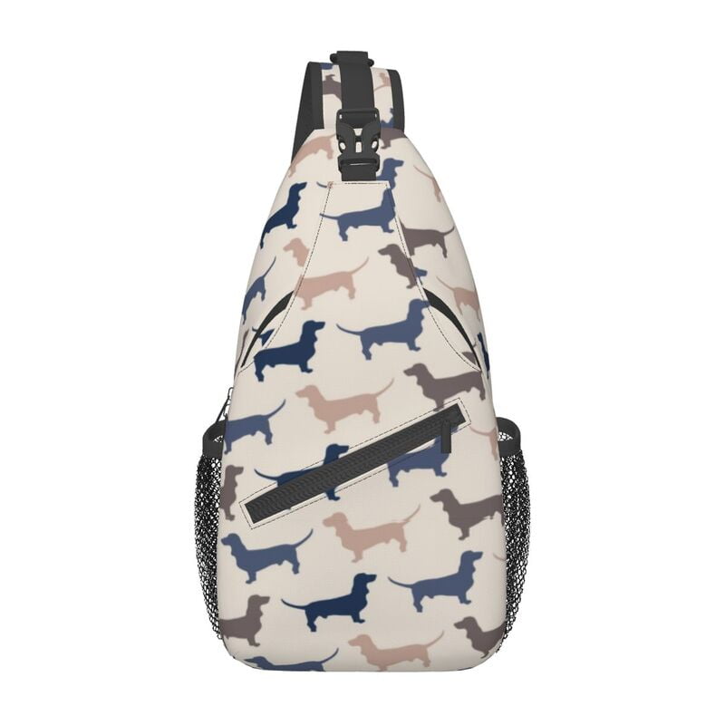 Dachshund Dog And Floral Pattern Sling Bag Men Badger Sausage Wiener ...