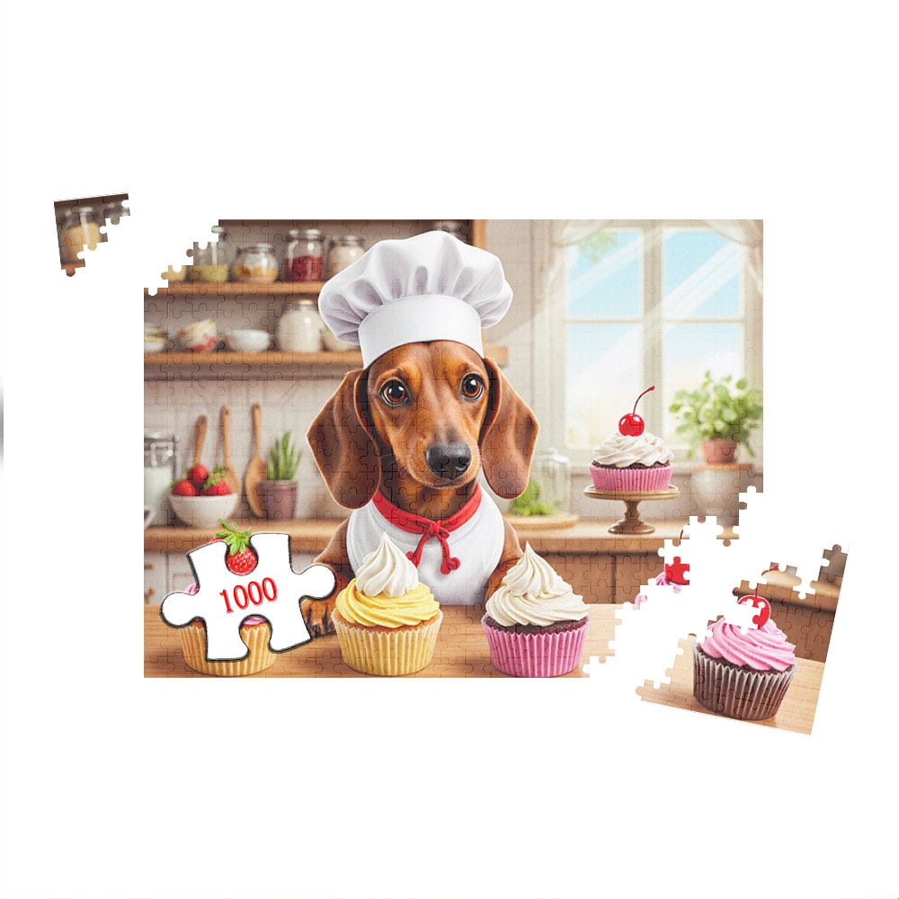 Dachshund Dog Baker Cupcake Jigsaw Puzzle 29.5x19.7 Inch 1000 Pieces ...