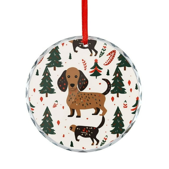 Dachshund Dog Christmas Glass Ornament Christmas Dog Holiday Ornaments ...