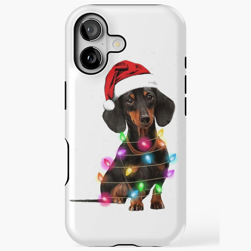 Dachshund Dog Christmas Light Case for iPhone 11 12 13 14 15 16 17 Pro ...