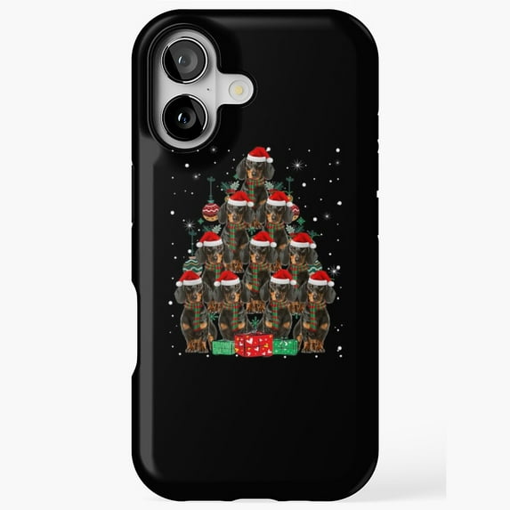 Dachshund Dog Christmas Tree Case for iPhone 11 12 13 14 15 16 17 Pro ...