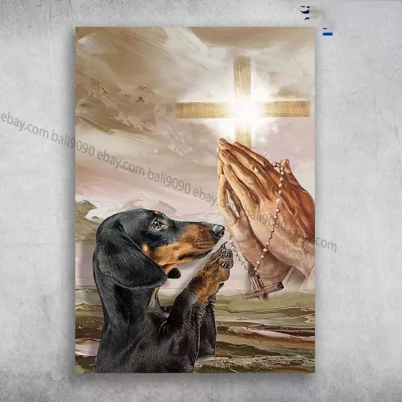 Dachshund Dog - Dachshund Pray With You, God Cross Home Decor, Vintage ...