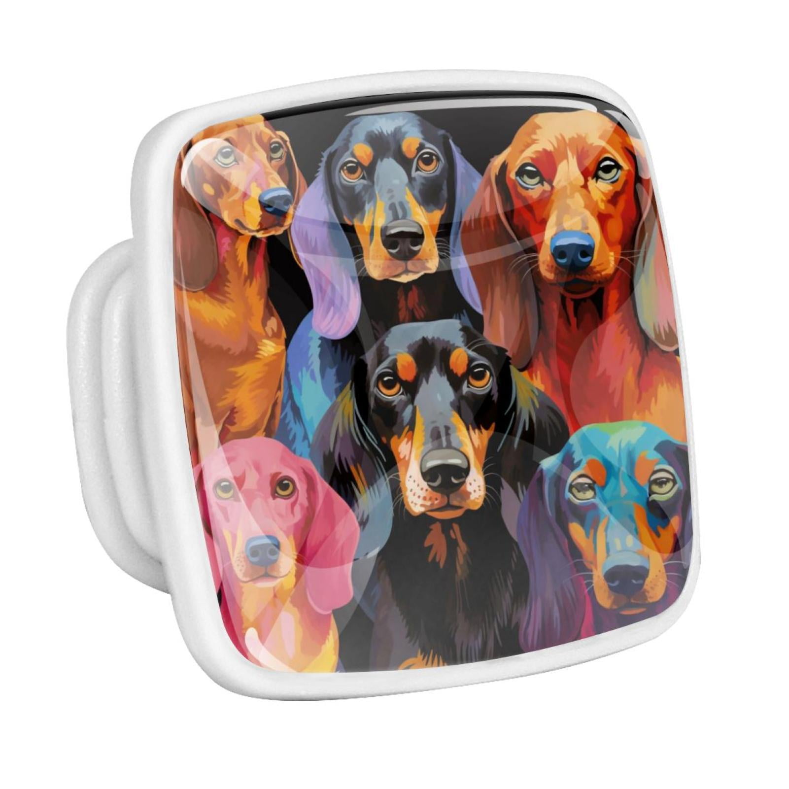 Dachshund Dog Fluorescent Drawer Pulls with Screws Square 4-Pack Glow ...