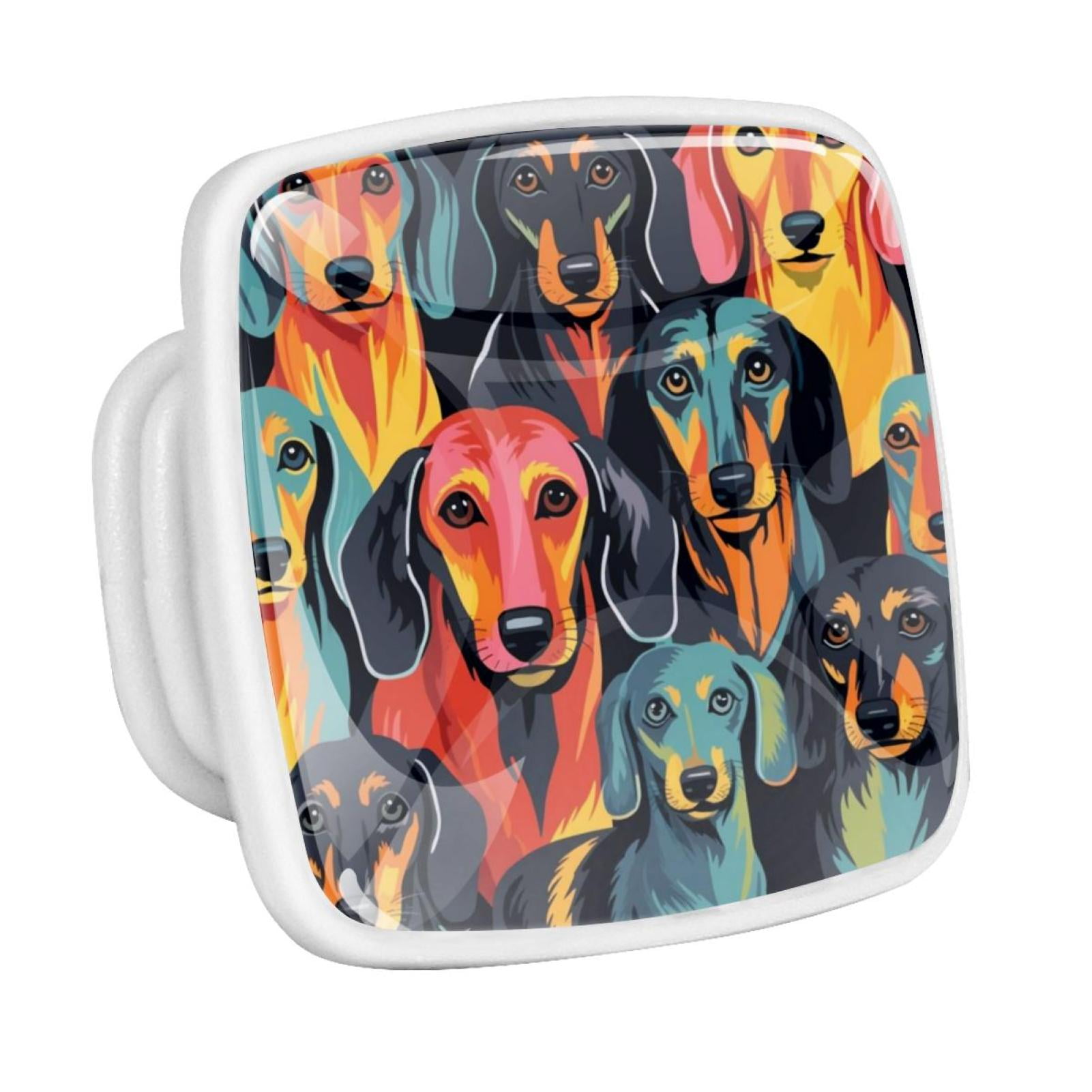 Dachshund Dog Fluorescent Drawer Pulls with Screws Square 4-Pack Glow ...