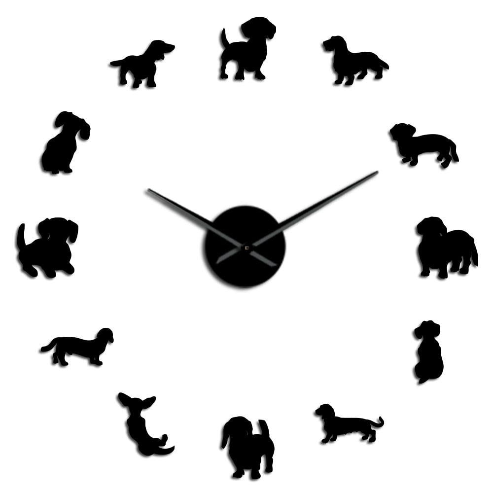 Dachshund Dog Frameless Wall Clock Stickers, DIY Modern Decorative ...