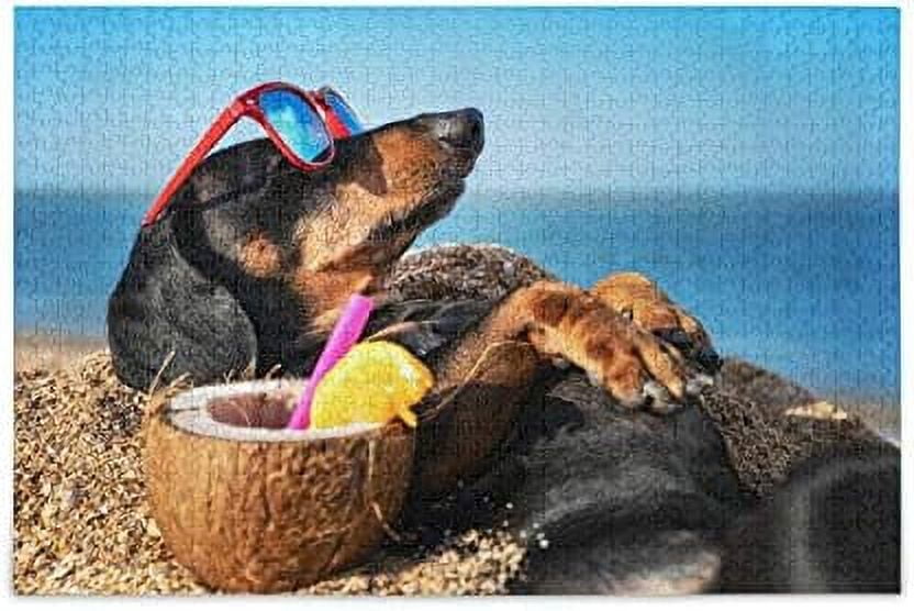 Dachshund Dog Jigsaw Puzzles 1000 Pieces for Adults Teens, Summer Beach ...