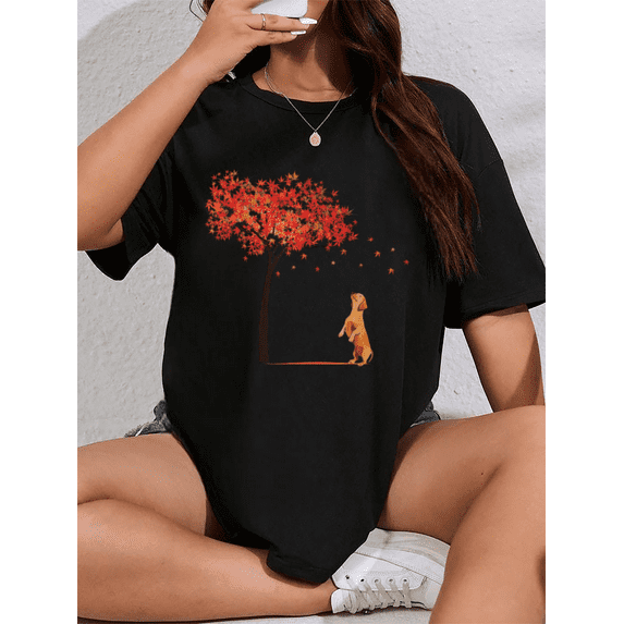 Dachshund Dog Maple Tree Thanksgiving Doxie Fall Lover Unisex T-Shirt ...