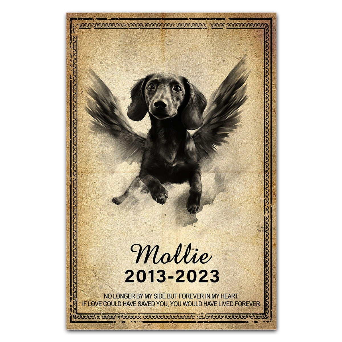 Dachshund Dog Memorial Poster/Framed Canvas Prints, Personalized with ...