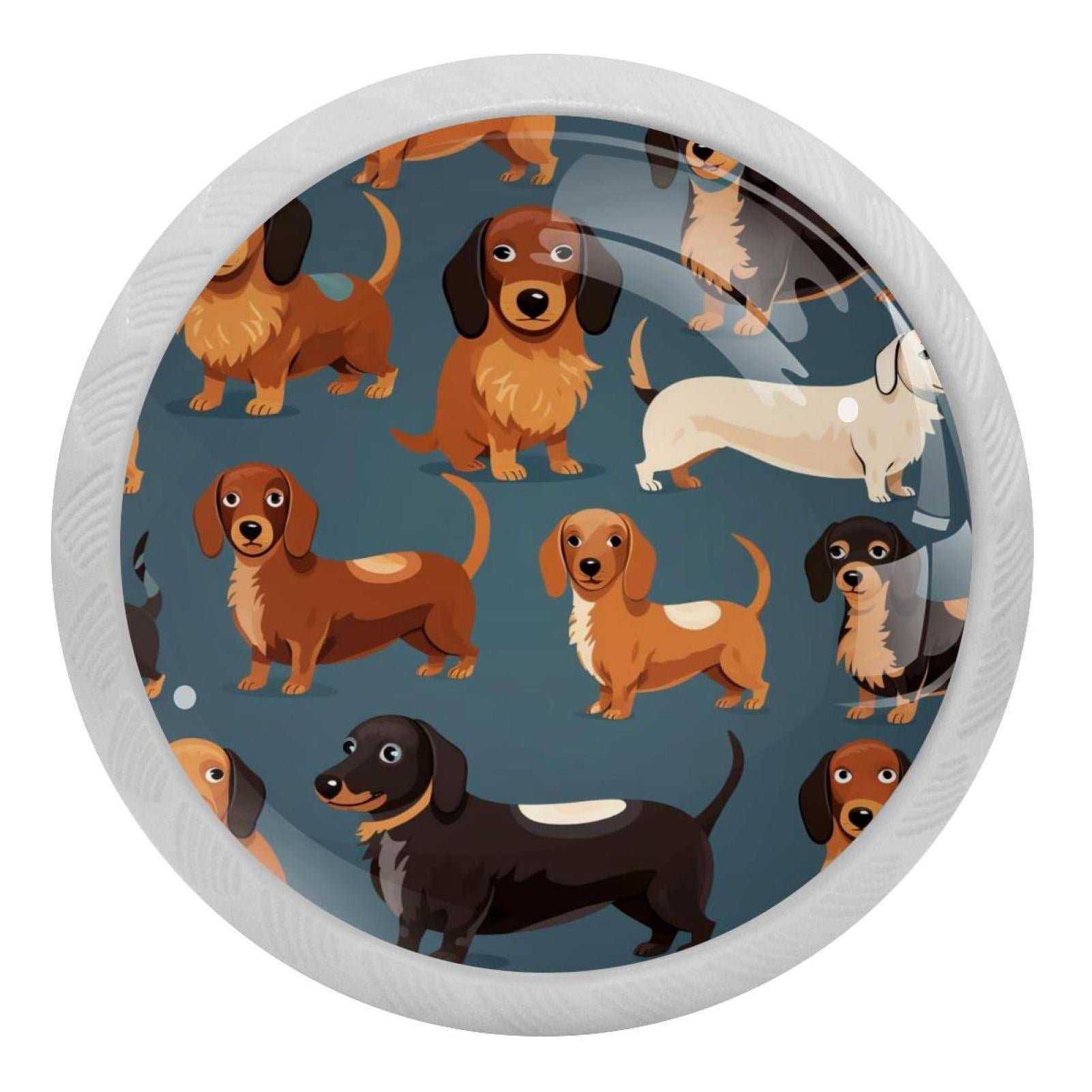 Dachshund Dog Pattern 4PCS Cabinet Knobs Pulls Fluorescent Drawer ...