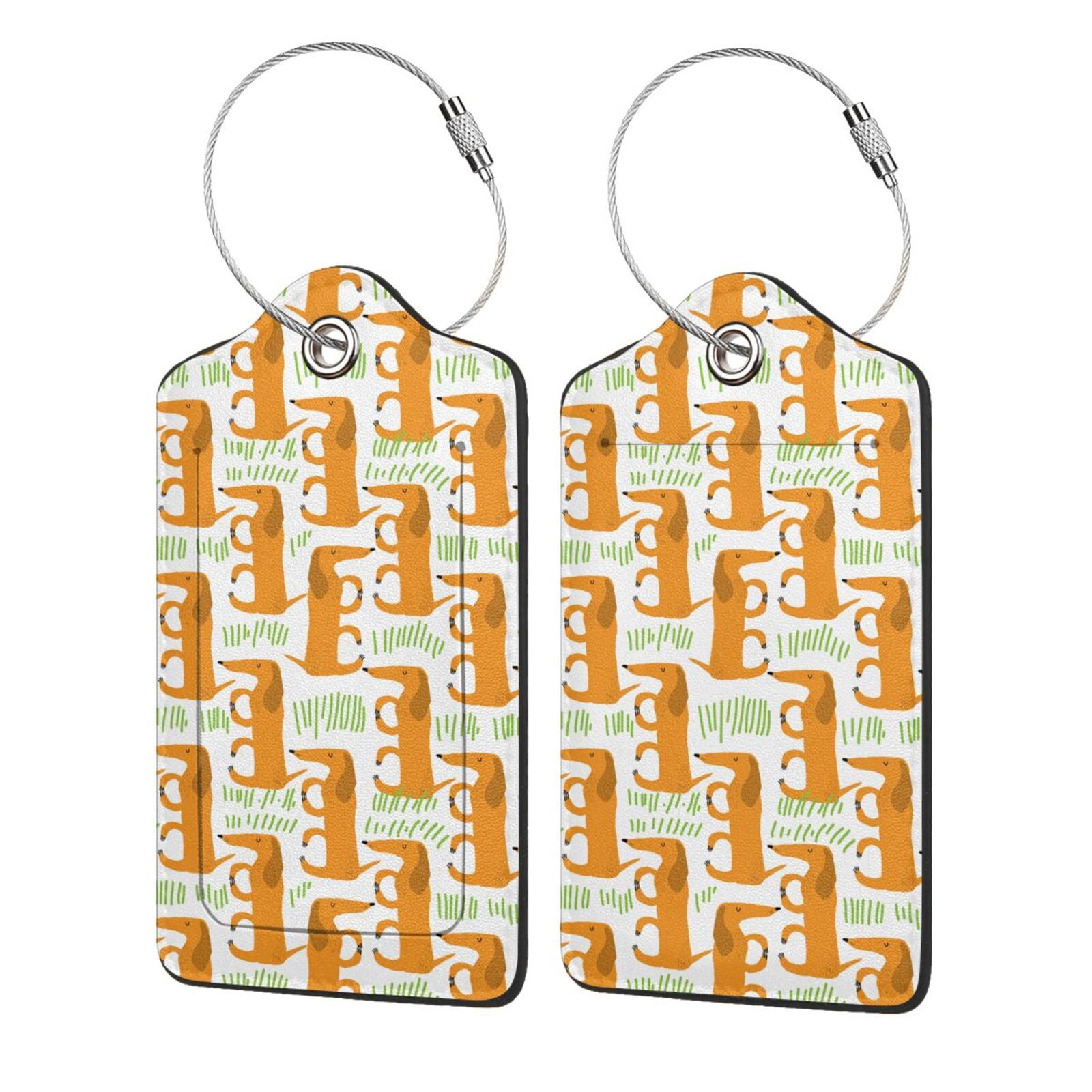 Dachshund Dog Pattern Luggage Tags for Suitcase PU Privacy Cover ID ...