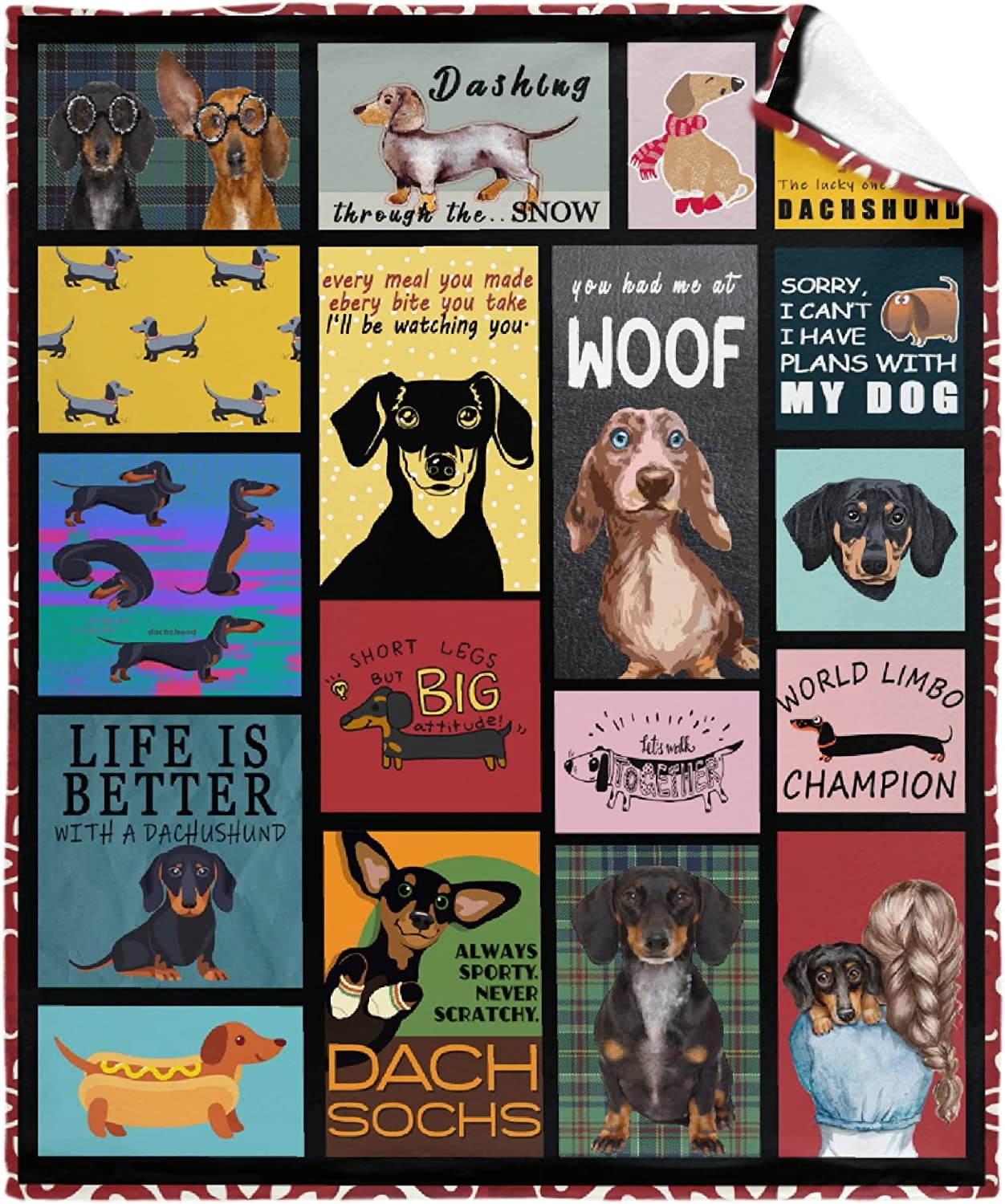 Dachshund Dog Pattern Microfiber Blanket Flannel Throw Blanket, Super ...