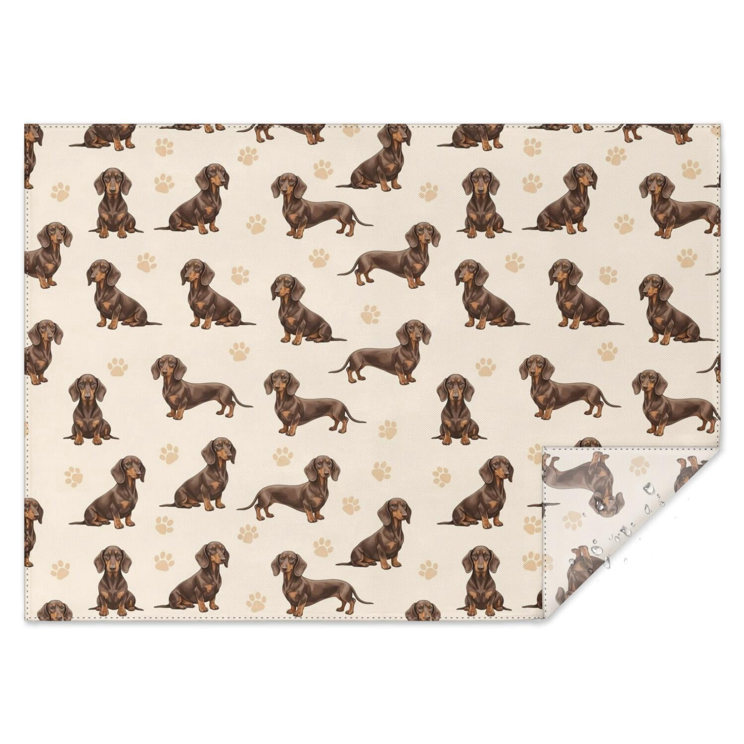 Dachshund Dog Paw Print White Pattern Waterproof Tablecloth ...