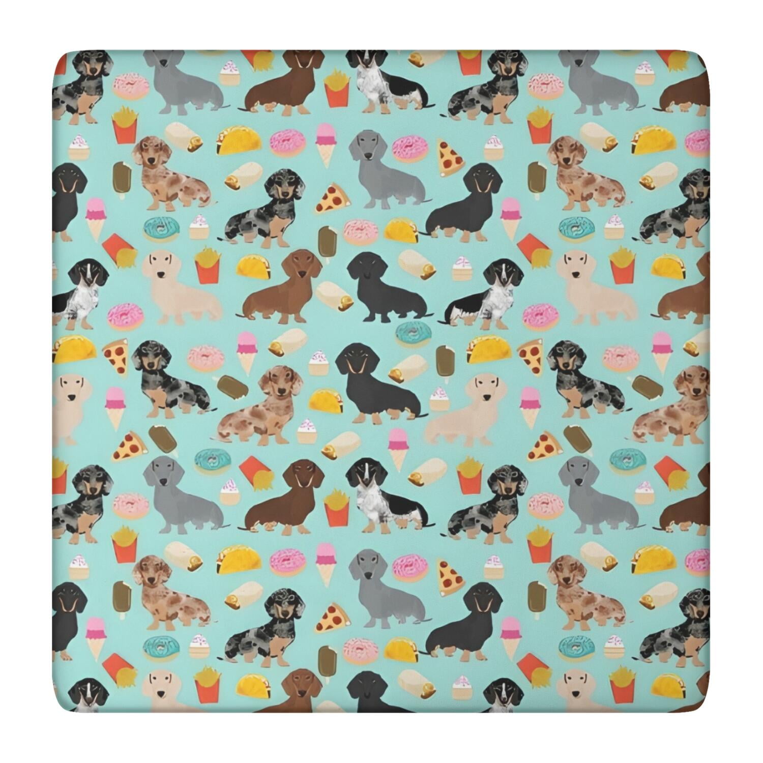 Dachshund Dog and Pizza Square Fitted Tablecloth with Elastic Edge ...