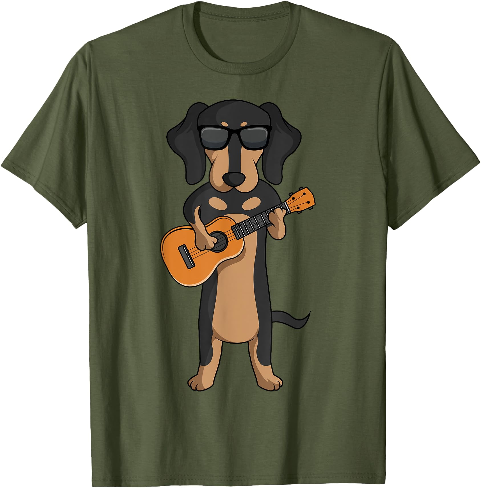 Dachshund Dog Playing Ukulele Guitar Unisex T-Shirt for Men Women Kids ...
