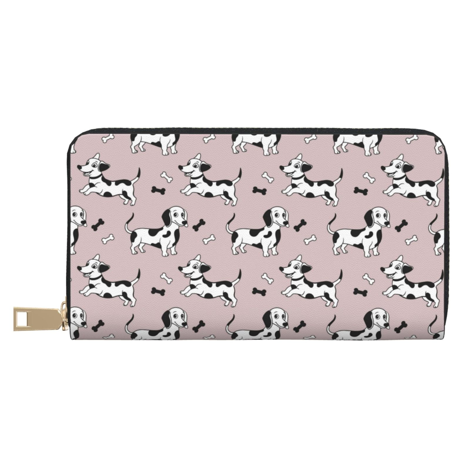 Dachshund Dog Puppy Black Bone Wallet Women, Leather Bifold Multi Card ...