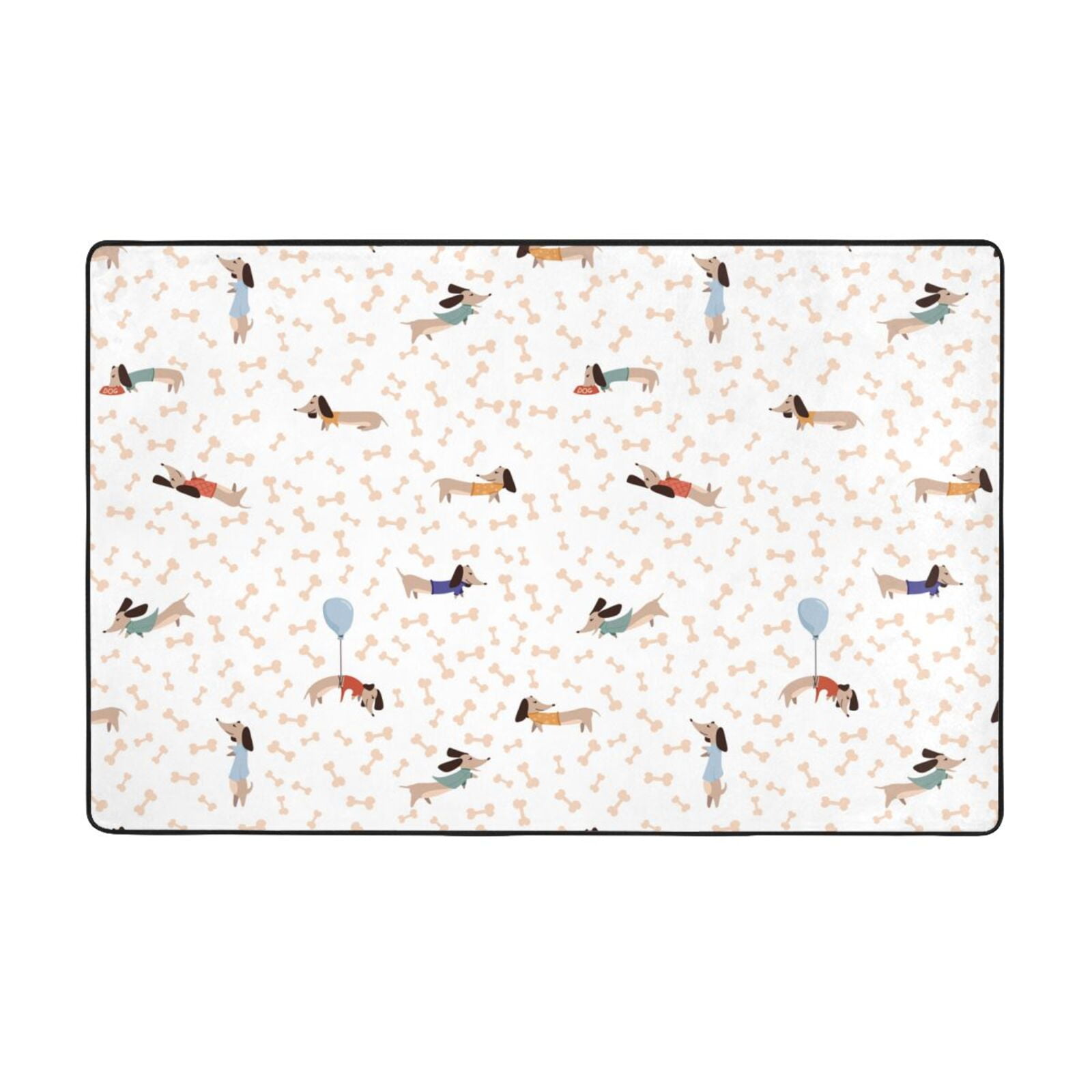 Dachshund Dog Puppy Bone Shaggy Area Rug, Rugs for Living Room Bedroom ...