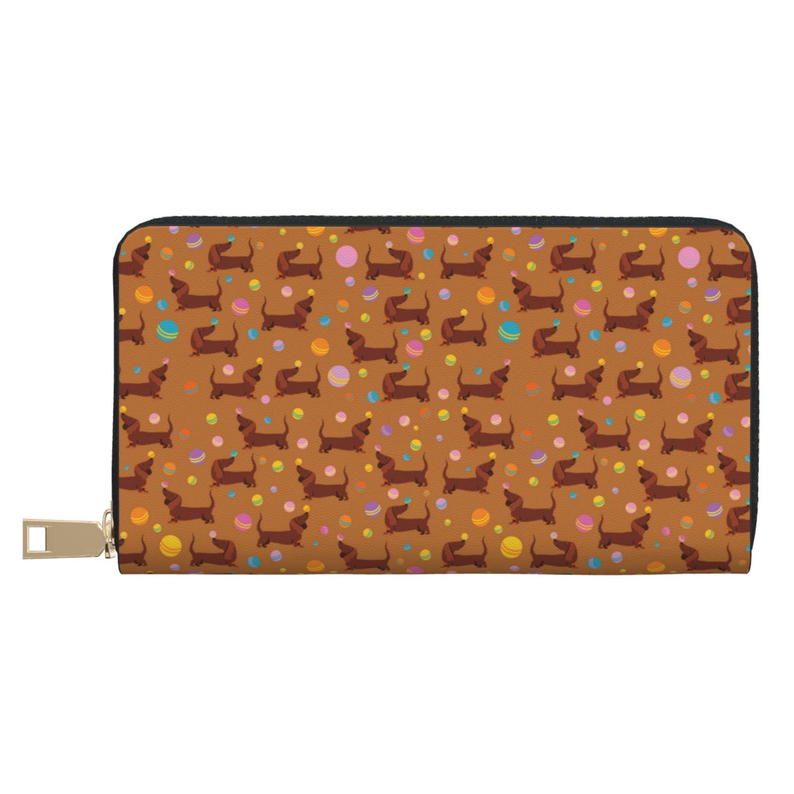 Dachshund Dog Puppy Colorful Ball Wallet Women, Leather Bifold Multi ...