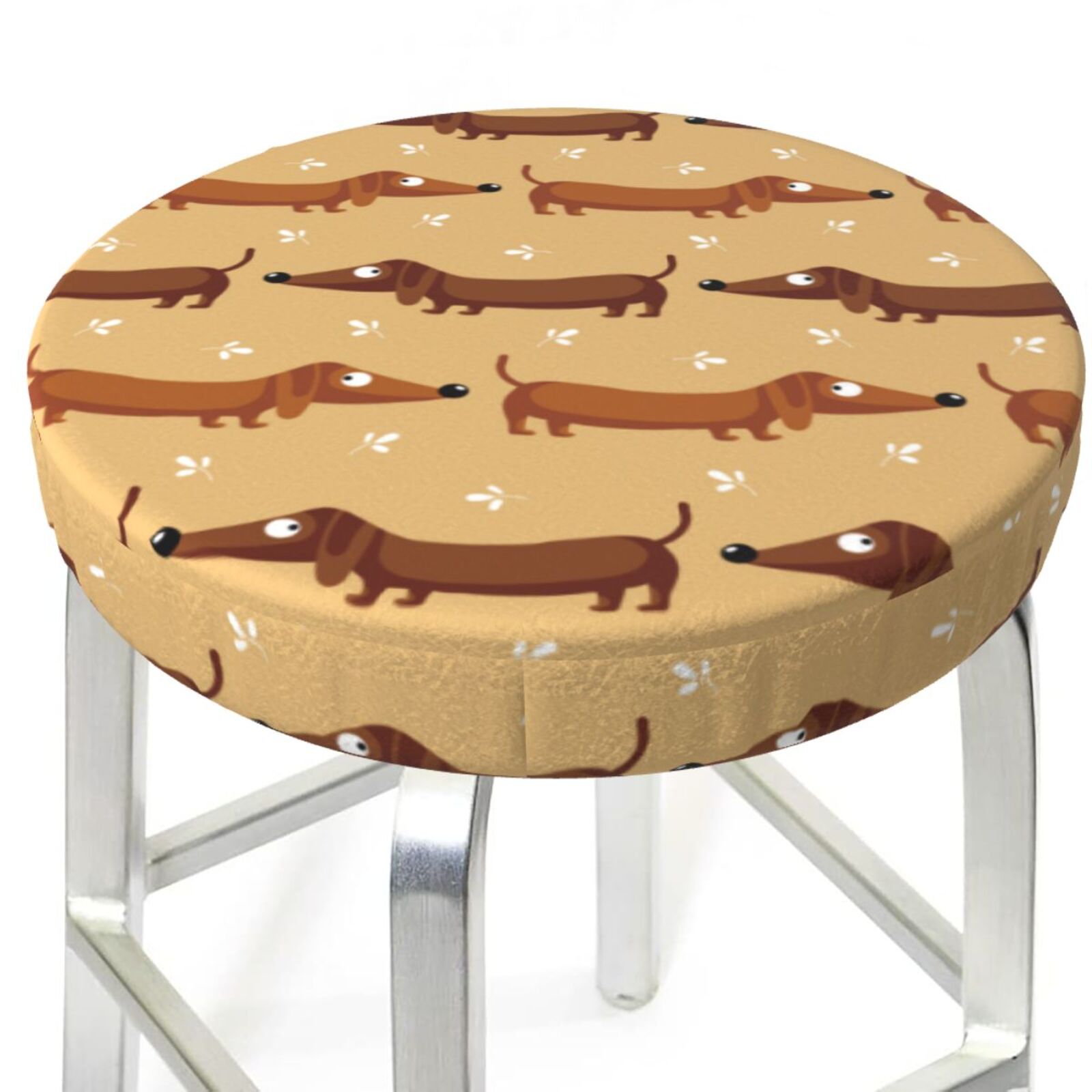 Dachshund Dog Puppy No.1049 Round Bar Stool Covers, Soft Velvet Bar ...