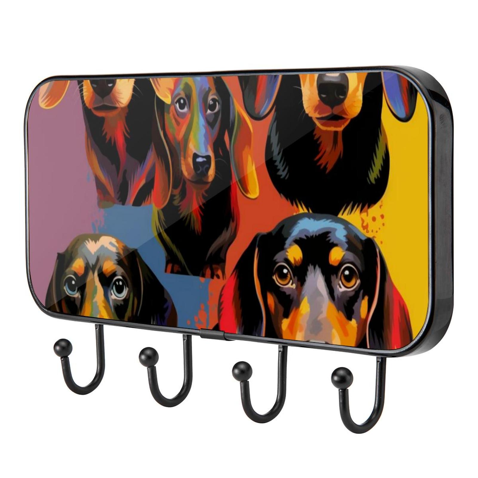 Dachshund Dog Self Adhesive Towel Coat Wood Iron Hooks for Home Keys ...
