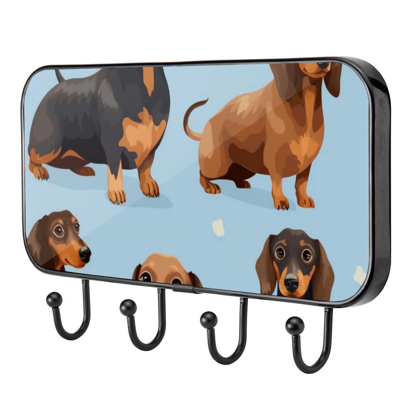 Dachshund Dog Self Adhesive Towel Coat Wood Iron Hooks for Home Keys ...