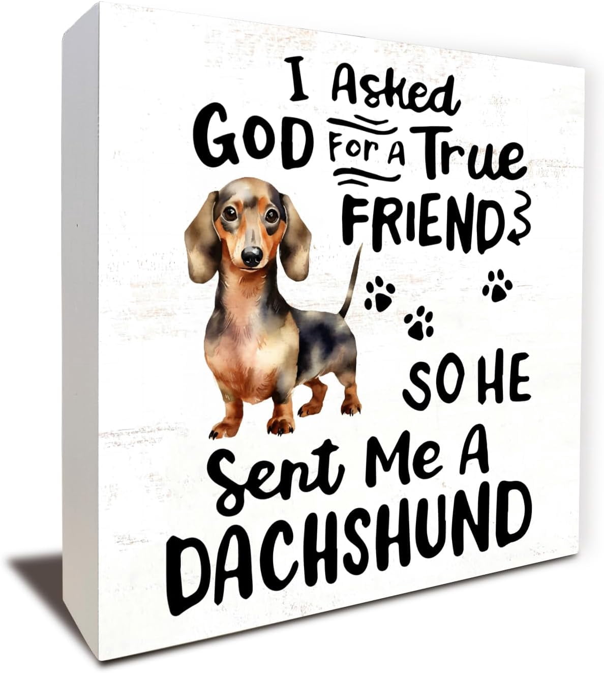 Dachshund Dog Signs for Home Decor, Dog Lovers Wood Box Sign Block for ...