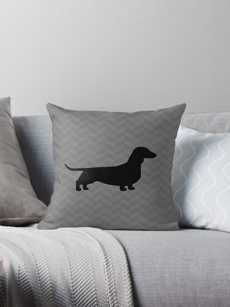 Dachshund Dog Silhouette(s) | Smooth Coated Wiener Dog Throw Pillow ...