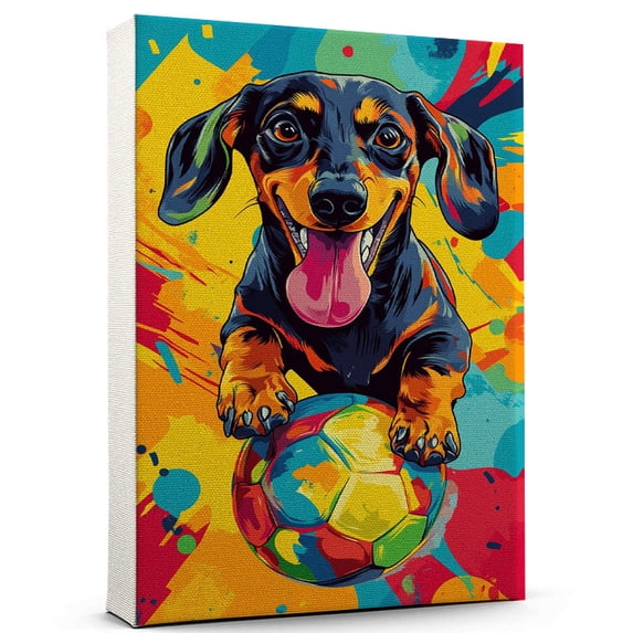 Dachshund Dog Soccer Art Stretched Canvas Size 8x12 – Dachshund Dog ...