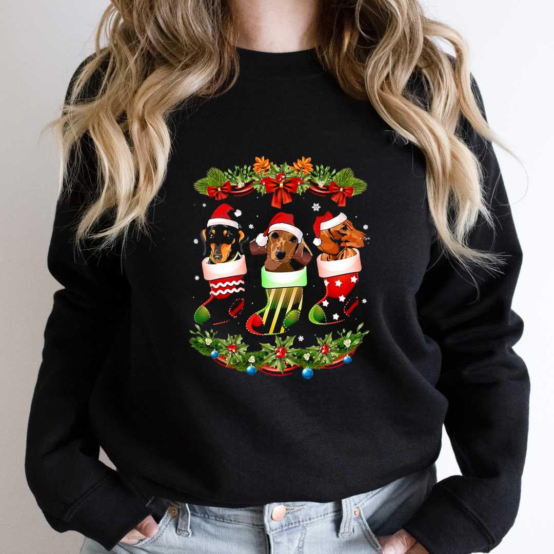 Dachshund Dog St. Nick Funny Dachshunds In Stockings Merry Christmas ...
