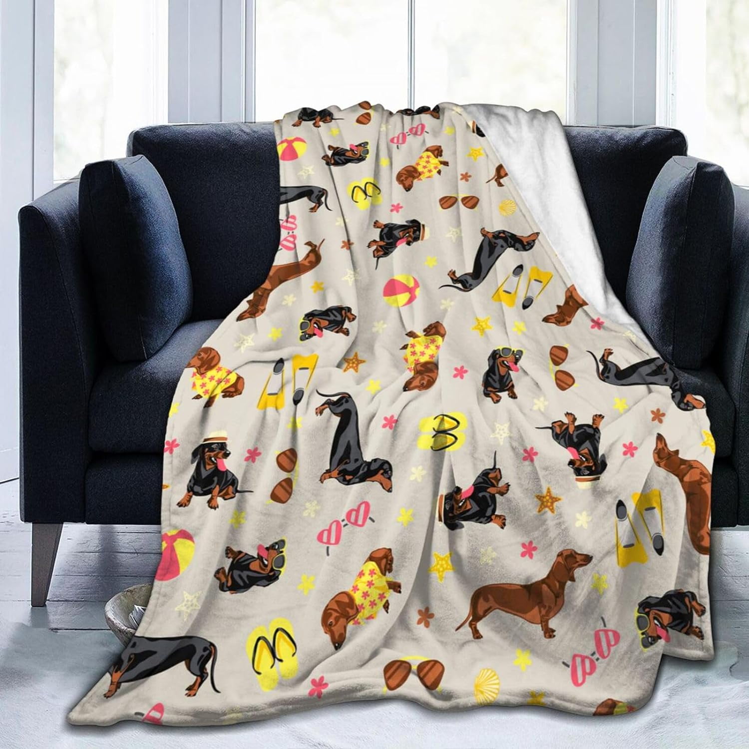 Dachshund Dog Star Fun Blanket, Soft Blankets Flannel Bed Throw Cozy ...