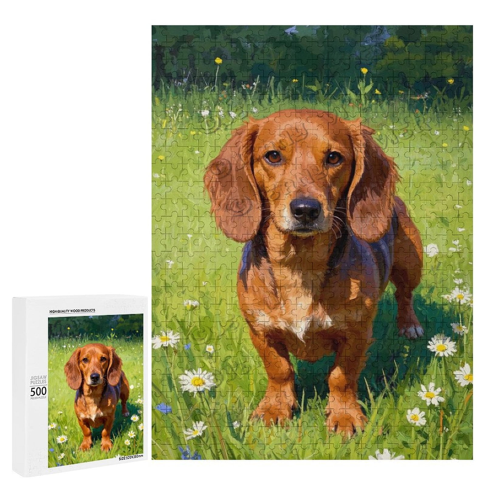 Dachshund Dog Themed, 500 Piece Wooden Dog Puzzle, Ideal for Family ...