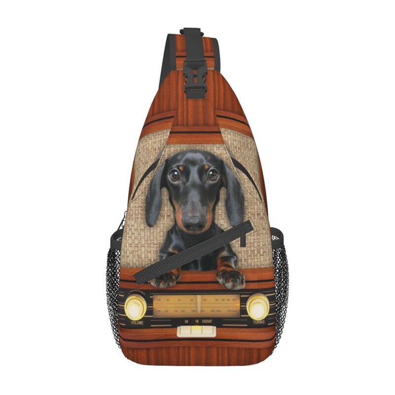 Dachshund Dog Torn Jean Sling Crossbody Chest Bag Men Fashion Wiener ...