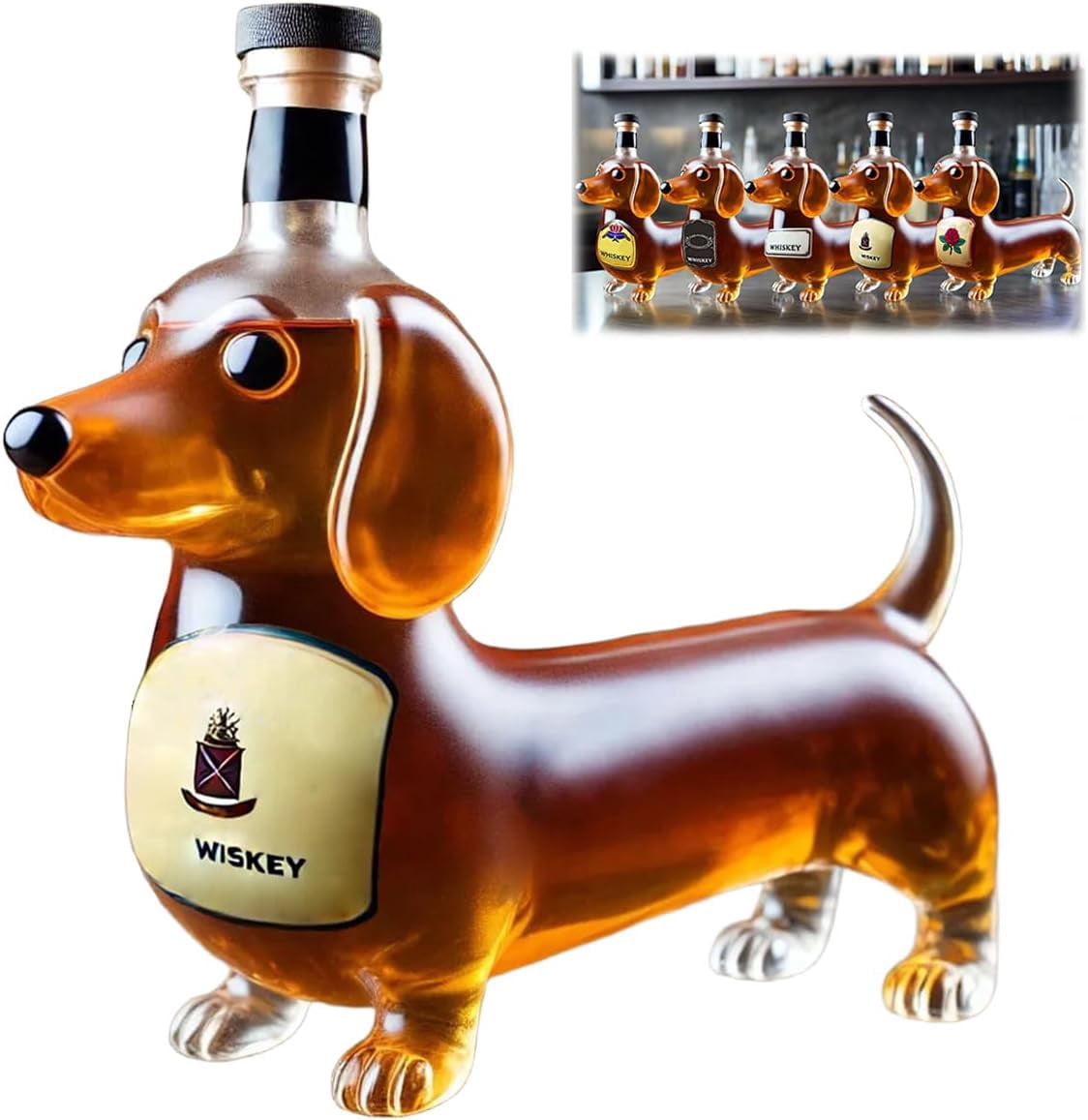 Dachshund Dog Whiskey Bottle, Fun Dachshund Whiskey Bottle, Glass ...