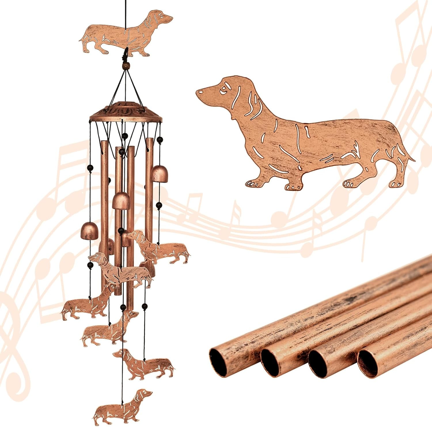 Dachshund Dog Wind Chimes for Outside,Metal Windchimes,Dachshund Dog ...