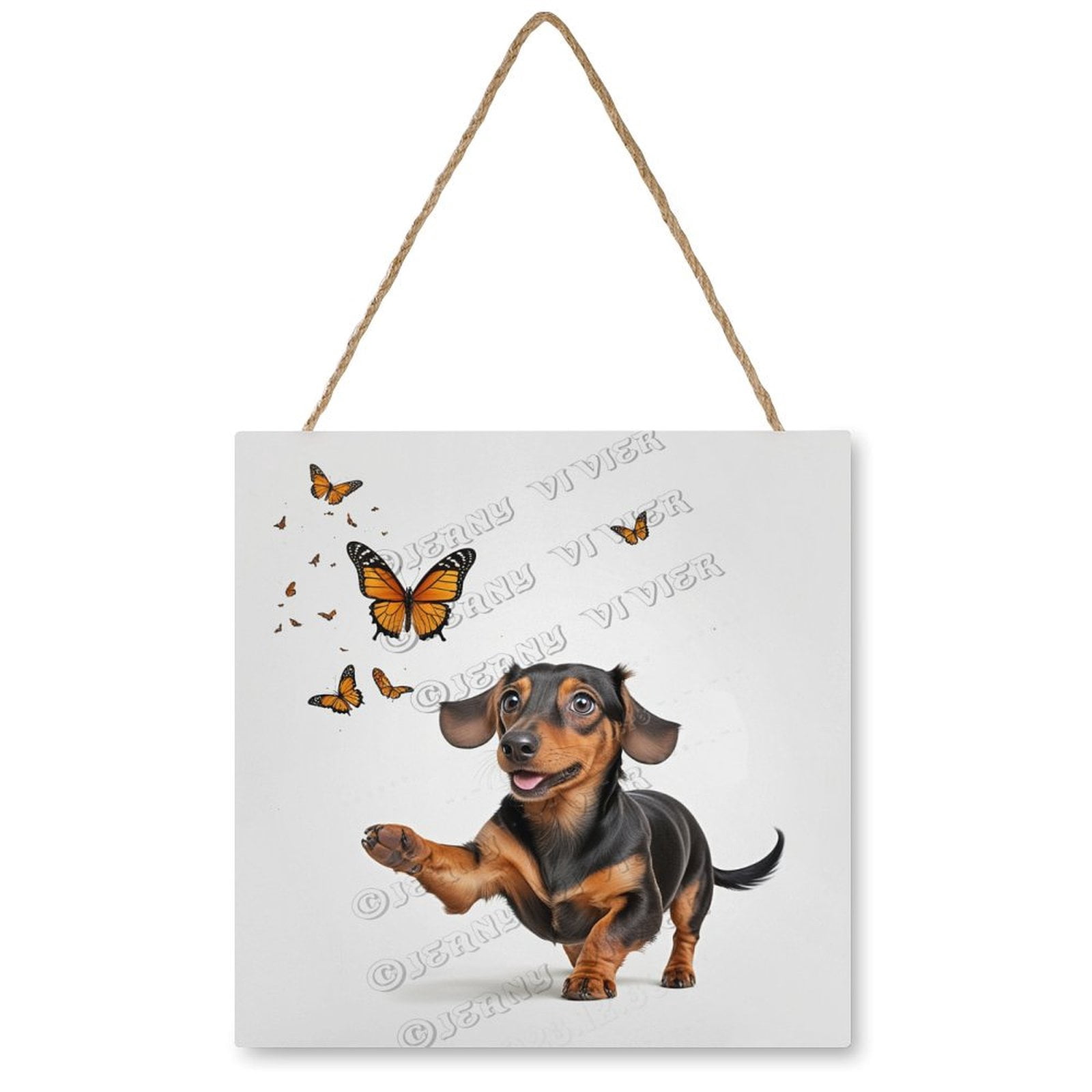 Dachshund Dog Wood Sign, Cute Dog Decor, Hanging Printed Wooden Plaque ...