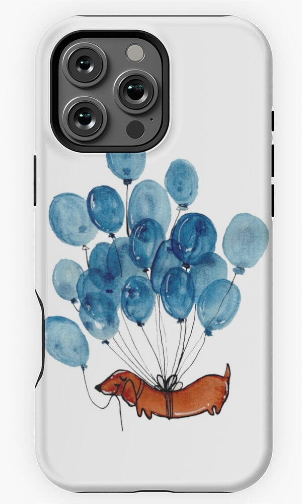 Dachshund Dog and Balloons Phone Case for iPhone 16 15 14 13 12 11 Pro ...