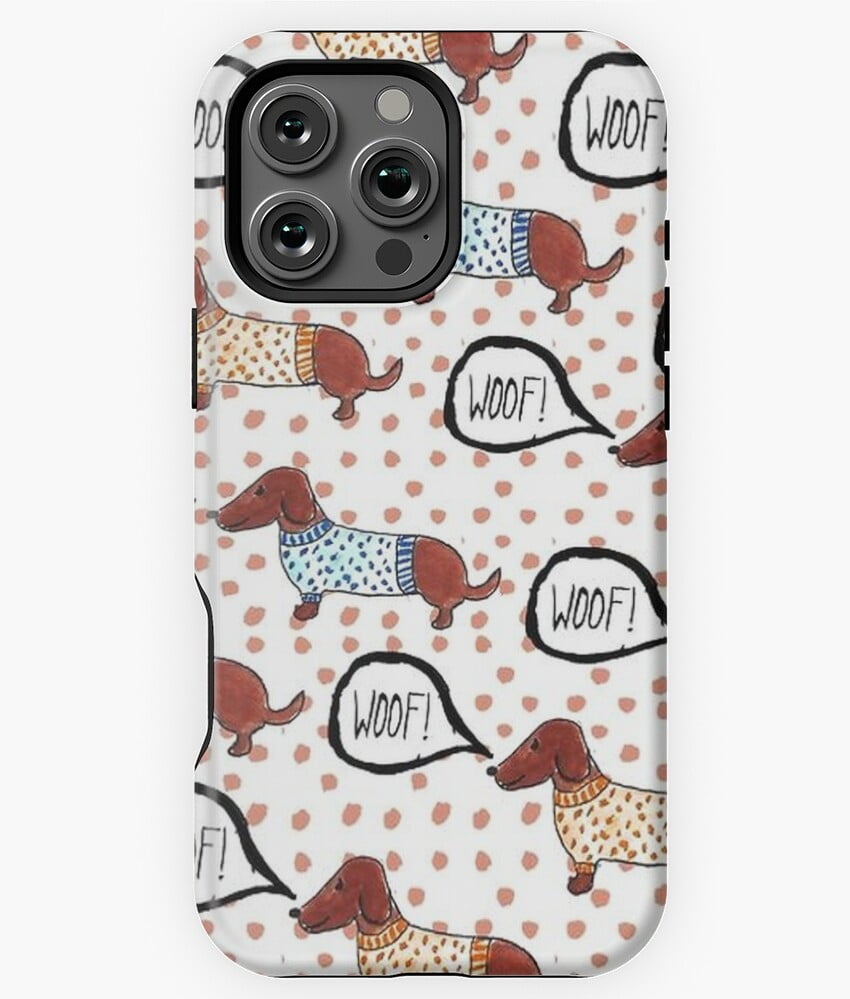 Dachshund Dog in Winter Woof Wow Phone Case for iPhone 16 15 14 13 12 ...