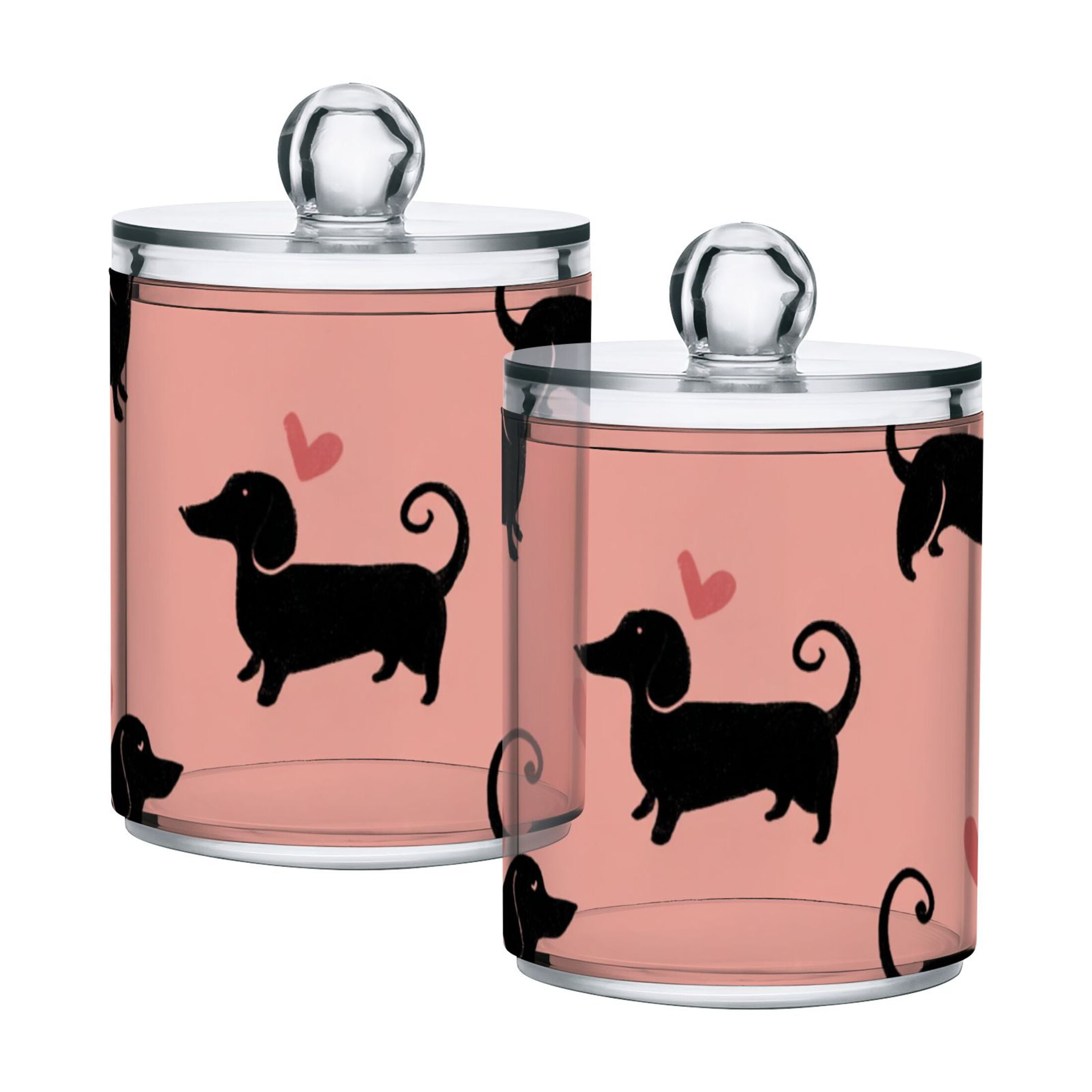 Dachshund Dog with Hearts Valentine Translucent Plastic Cans Storage ...