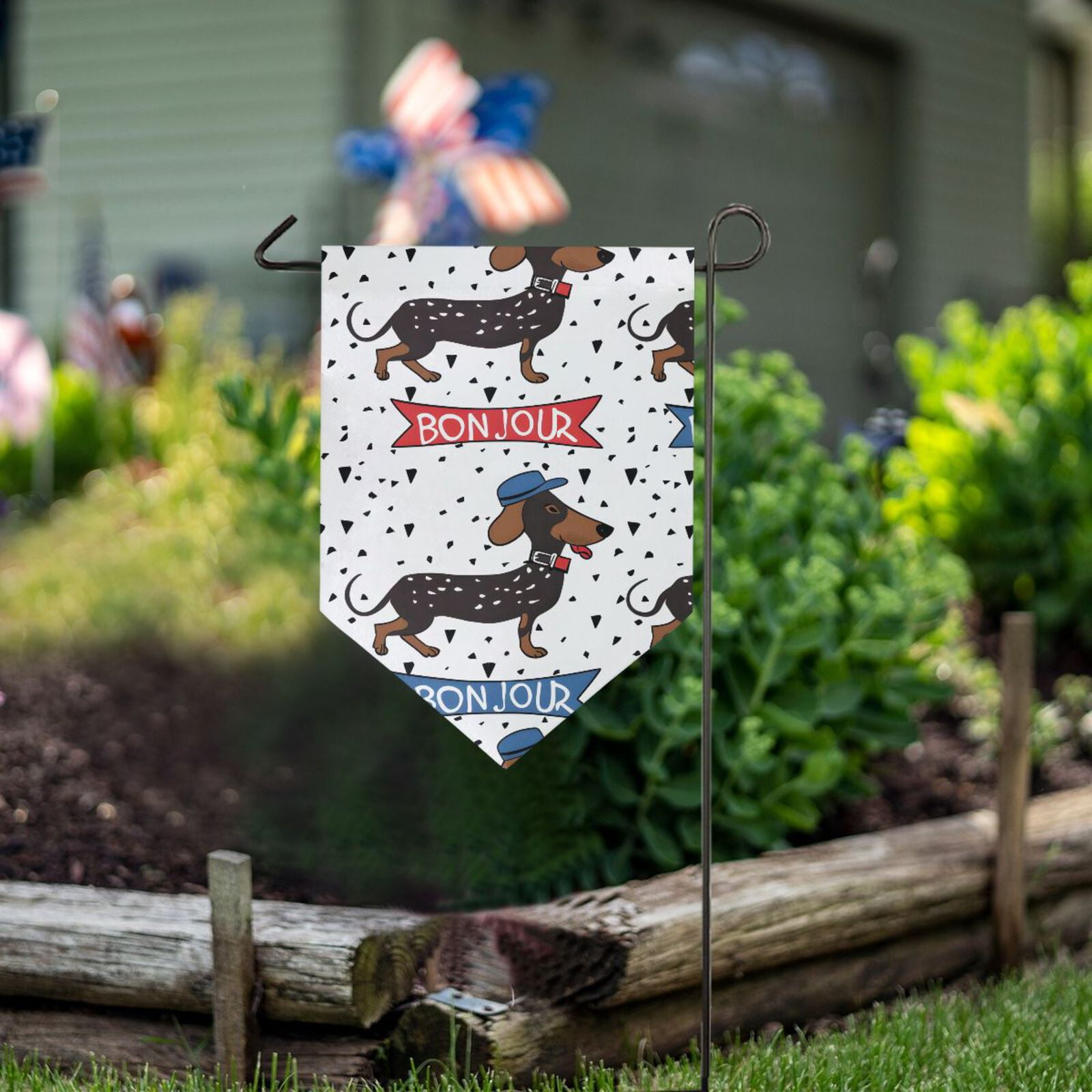 Dachshund Dogs Garden Flag 18" x 12.5" Double Sided Yard Lawn Outdoor ...