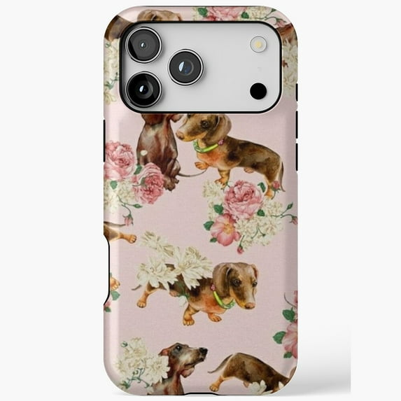 Dachshund Dogs In Roses Floral Cute Phone Cover for iPhone 11 12 13 14 ...