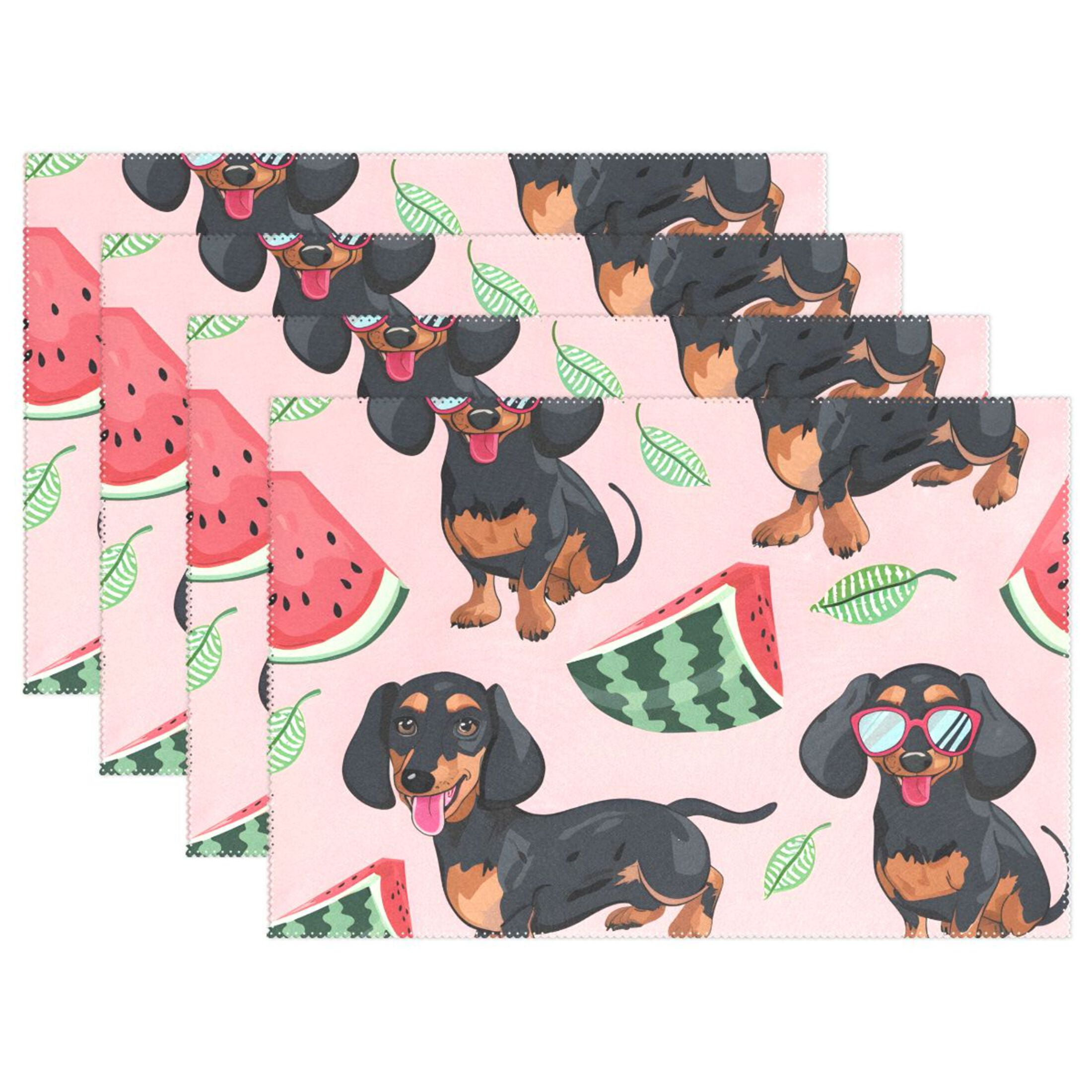 Dachshund Dogs Watermelon 12×18 inch Placemats Heat Resistant Washable ...