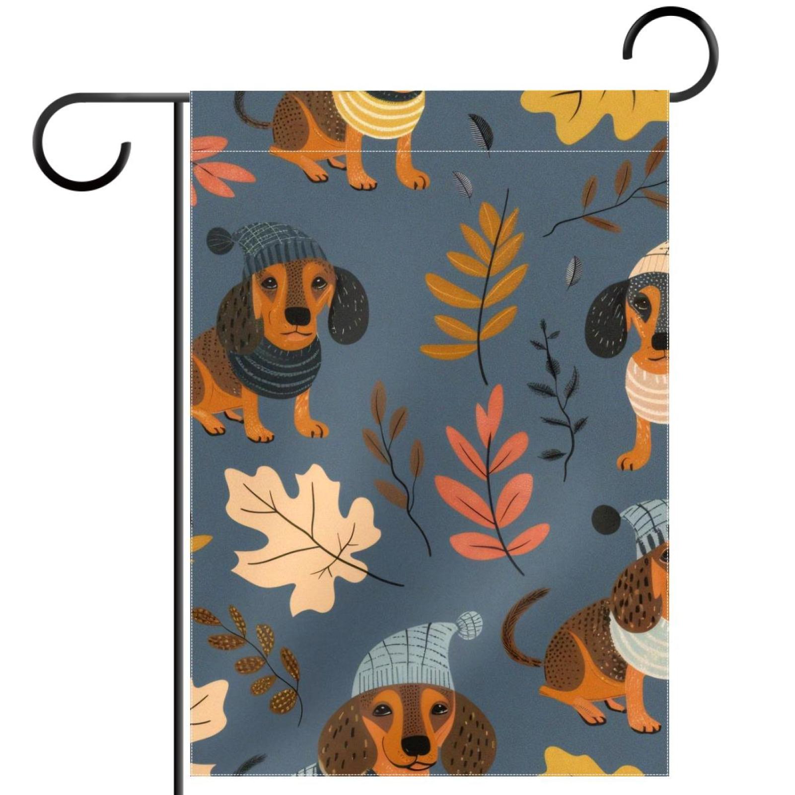 Dachshund Dogs with Leaves Welcome Garden Flags, 12 x 18 Inch Double ...