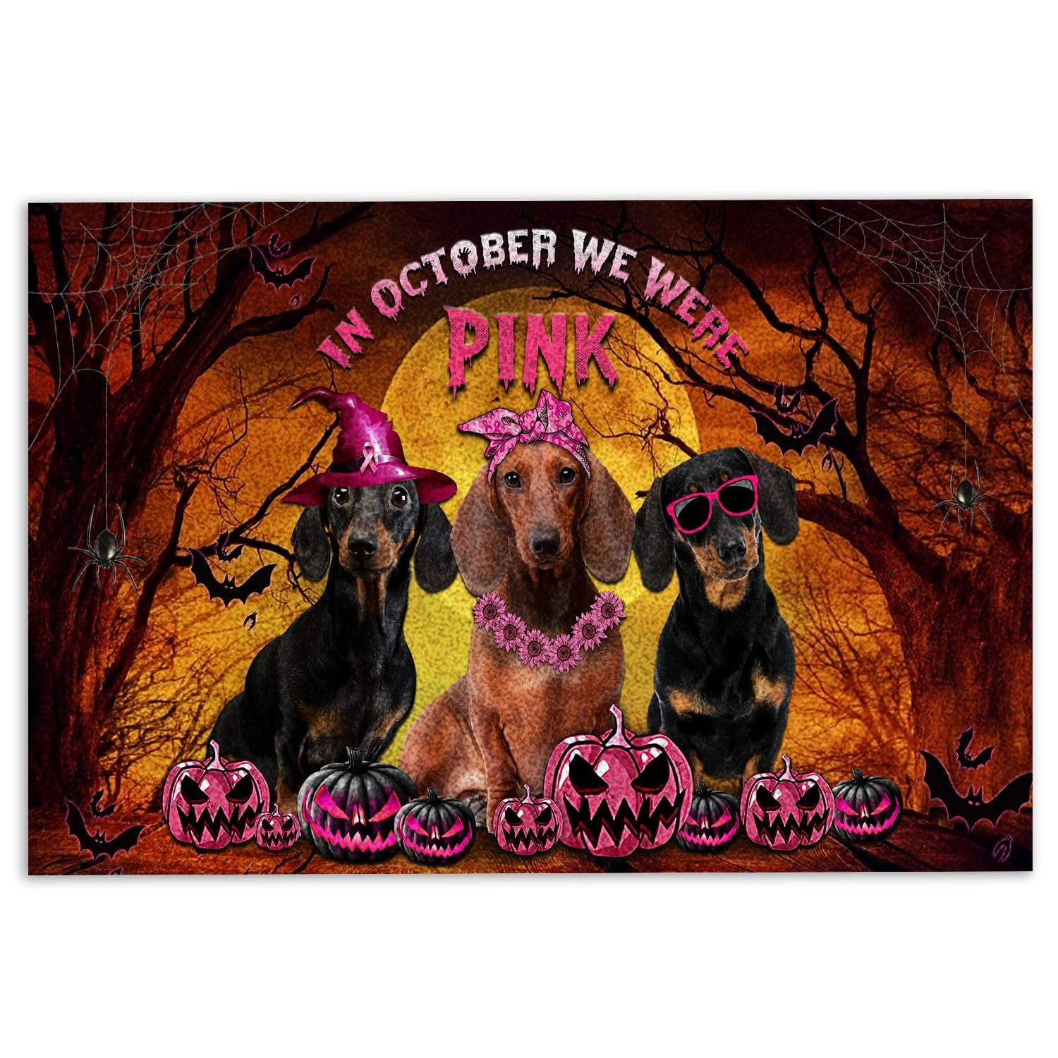 Dachshund Door Mat Breast Cancer Dachshund Weiner Doxie Dog in October ...