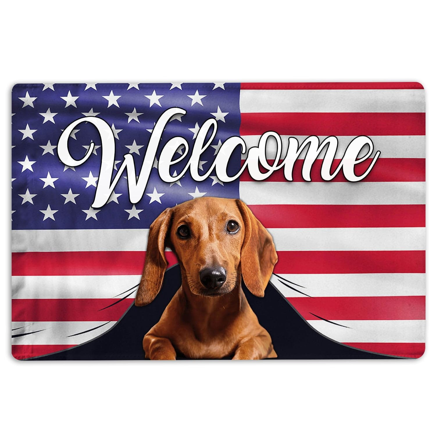 Dachshund Door Mat Funny Dachshund Dog Welcome American Flag USA ...