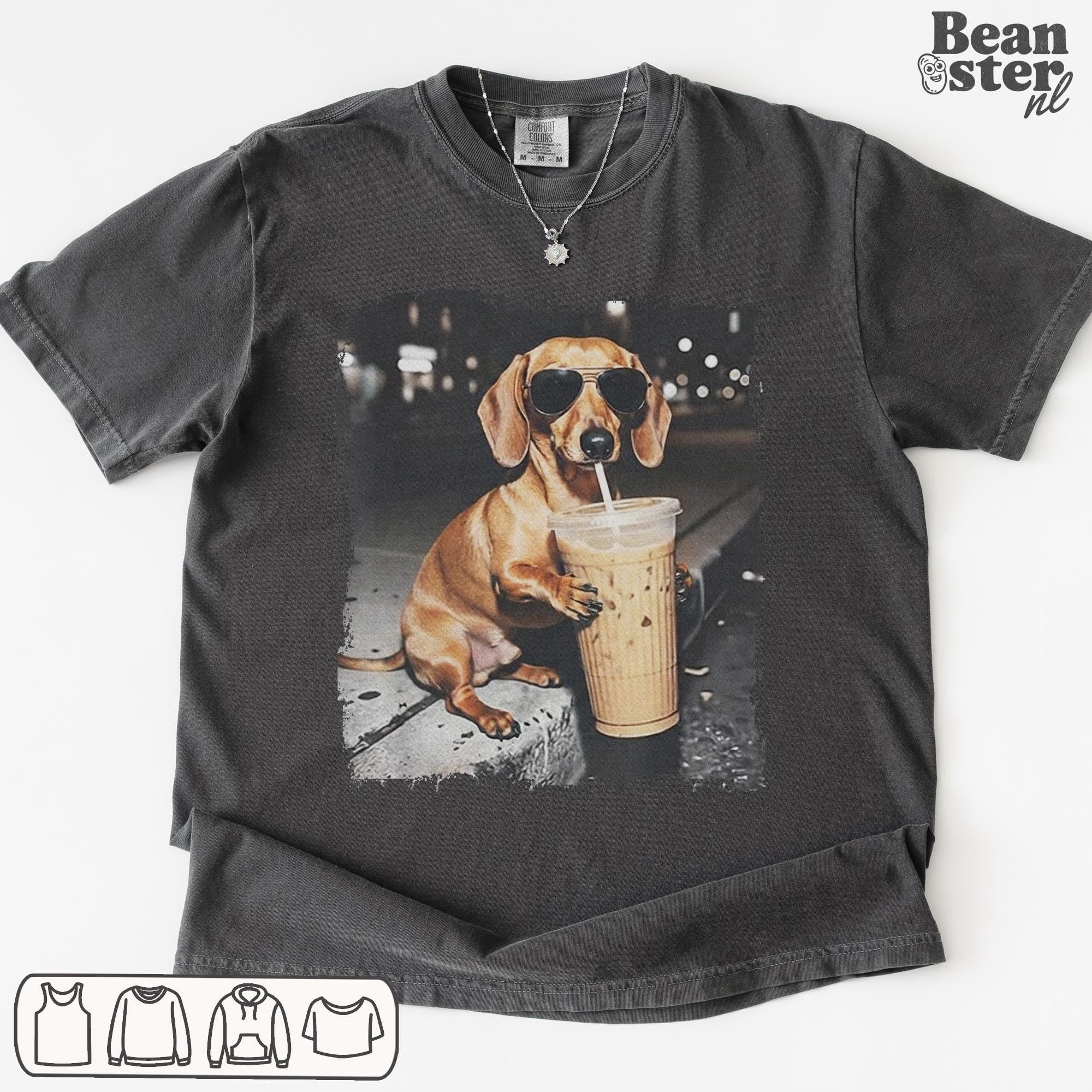 Dachshund Drinking Iced Coffee Shirt Wiener Dog Owner Gift Doxie Mom ...