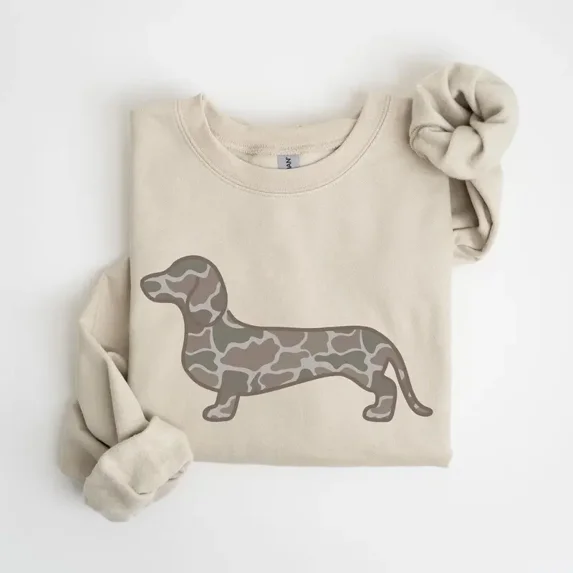 Dachshund Duck Camo Sweatshirt, Duck Camo Wiener Dog, Duck Camo Doxie ...