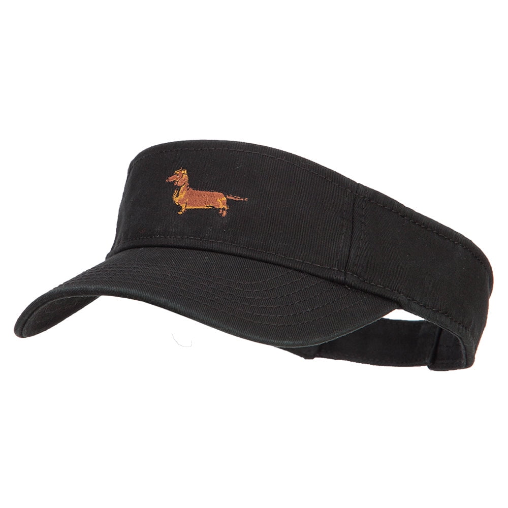 Dachshund Embroidered Pro Style Cotton Washed Visor - Black OSFM ...