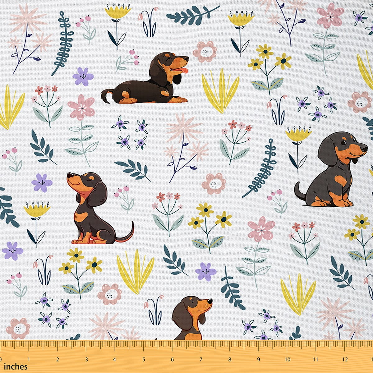 Dachshund Fabric By the Yard,Cute Pet Puppy Dog Upholstery Fabric for ...