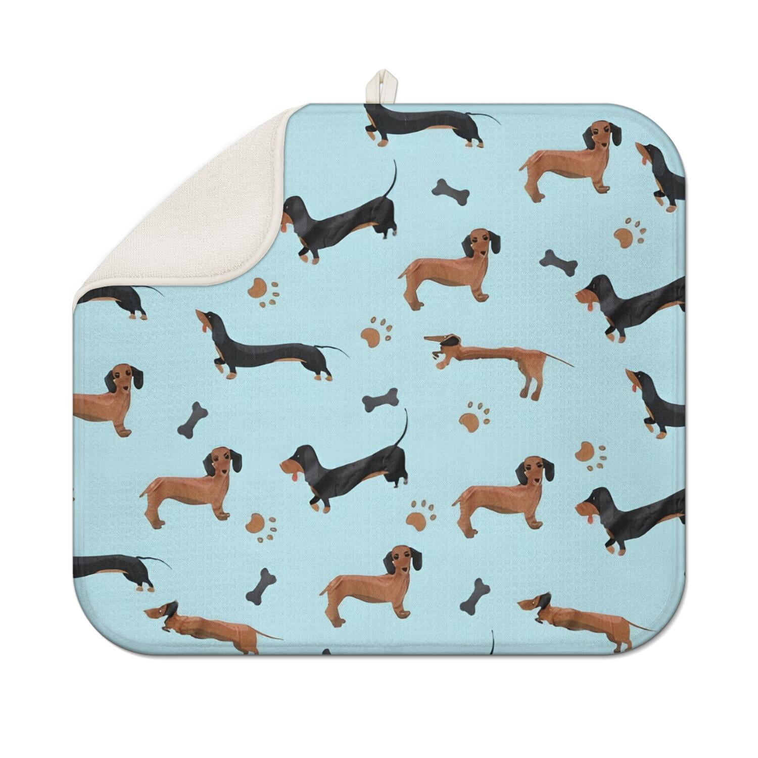 Dachshund Footprint Bone Dish Drying Mat for Kitchen 1 Pack, Ultra ...